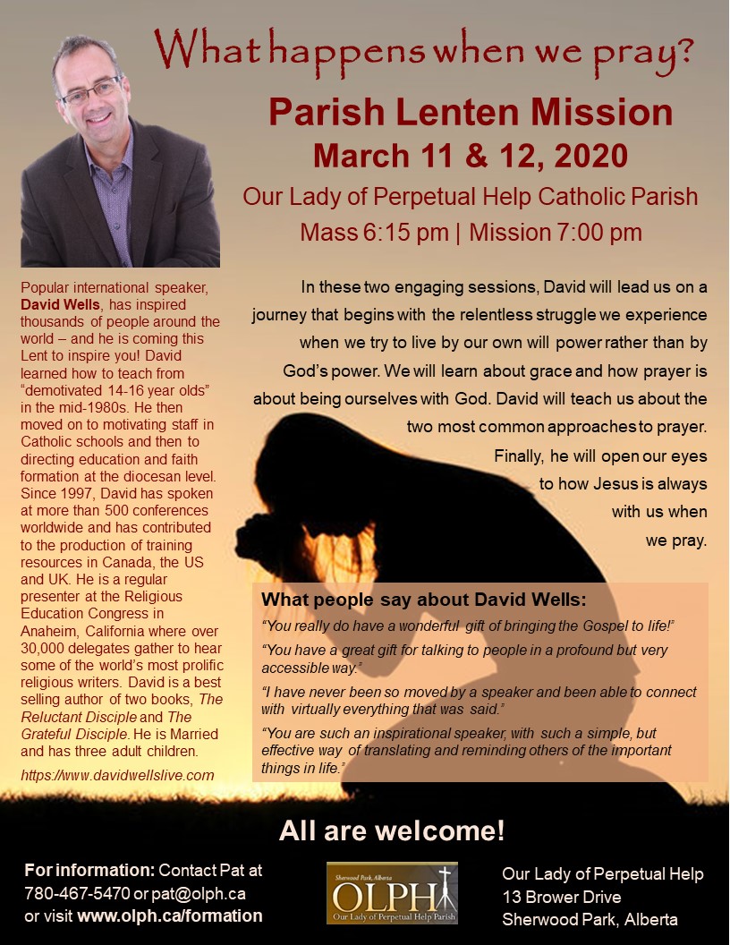 Lenten Mission 2020 poster - Our Lady of Perpetual Help Parish